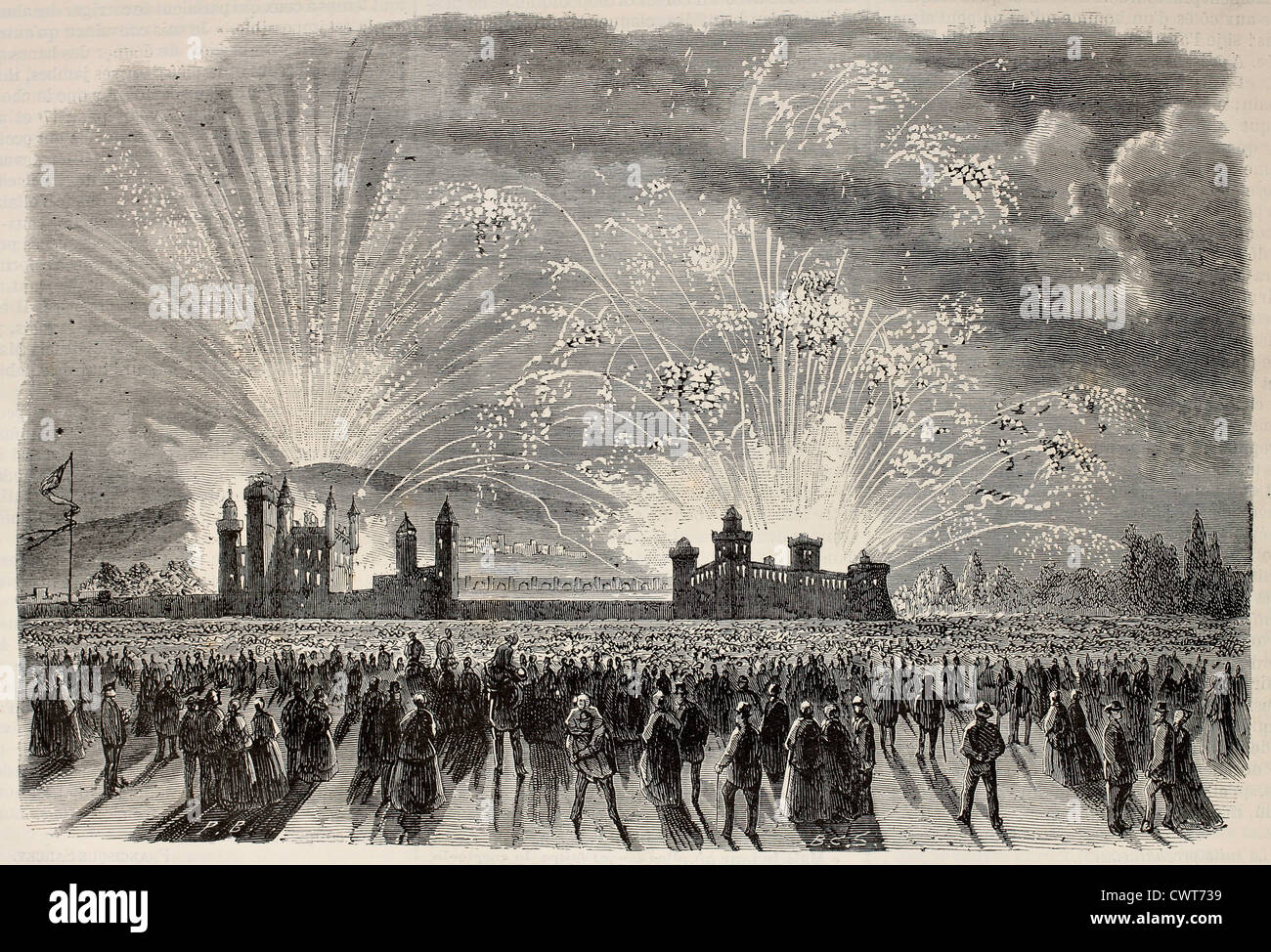 Vintage fireworks illustration hi-res stock photography and images - Alamy