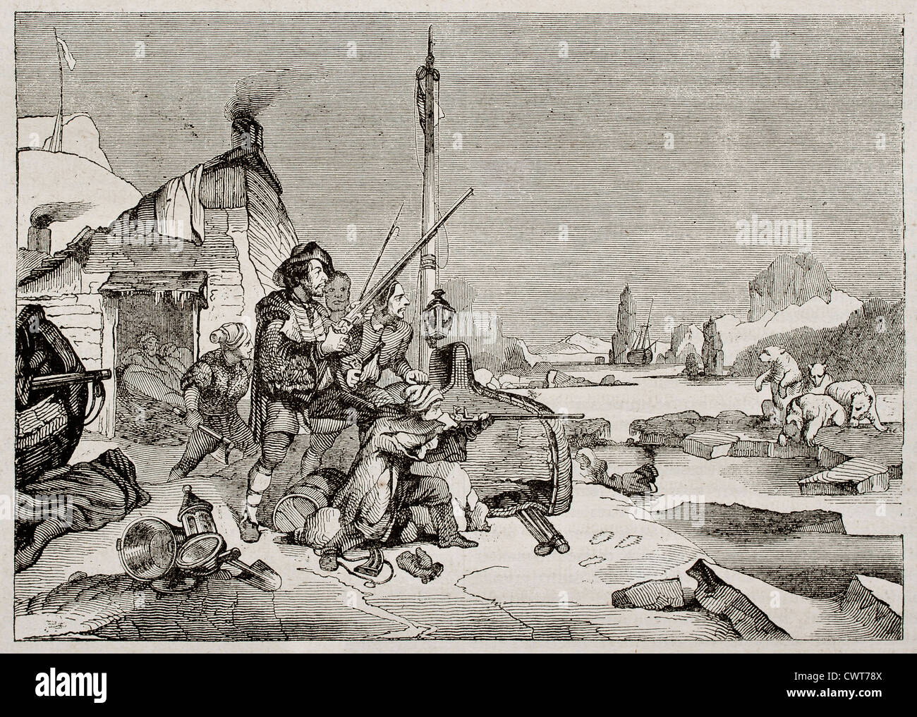 White bears attacking Dutch sailors Stock Photo - Alamy