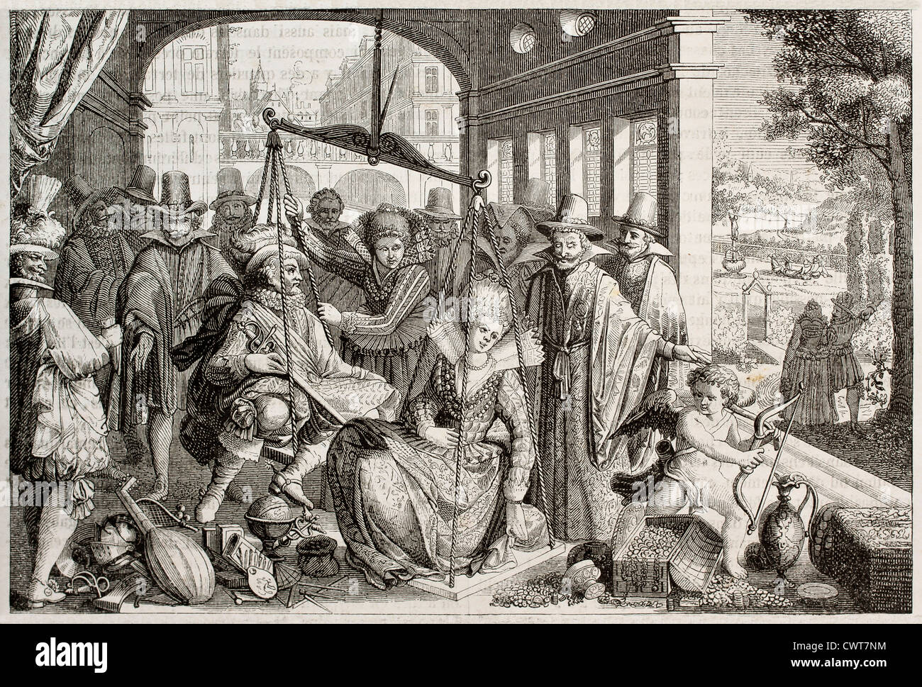 Old satyric illustration about marriage Stock Photo - Alamy