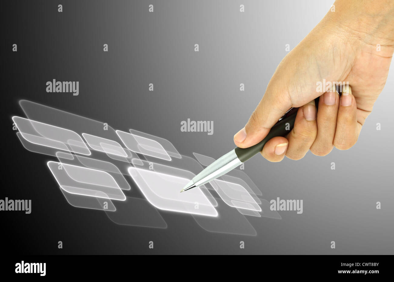 a pen pointer on a touch screen interface Stock Photo - Alamy