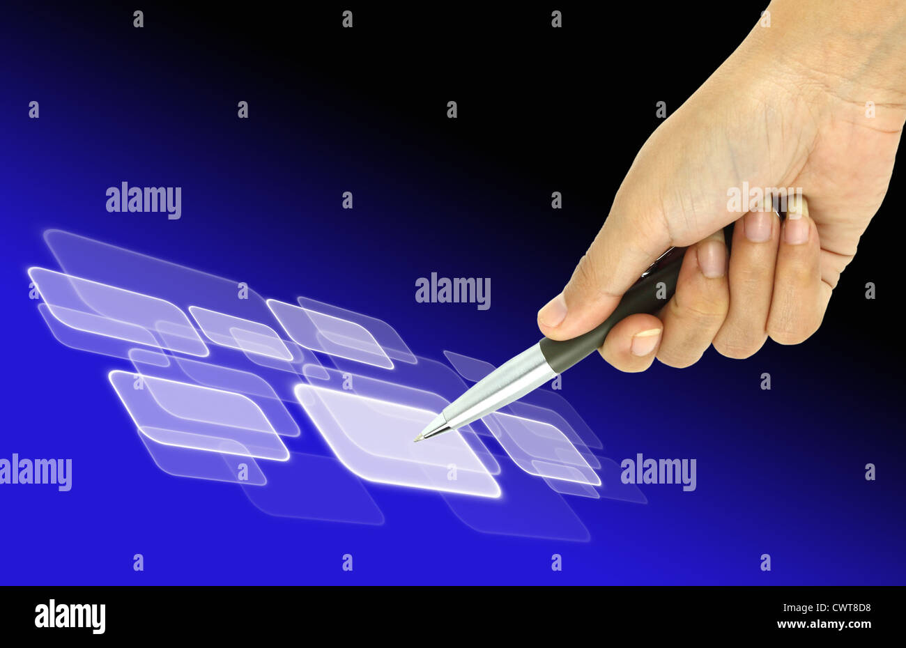 a pen pointer on a touch screen interface Stock Photo - Alamy