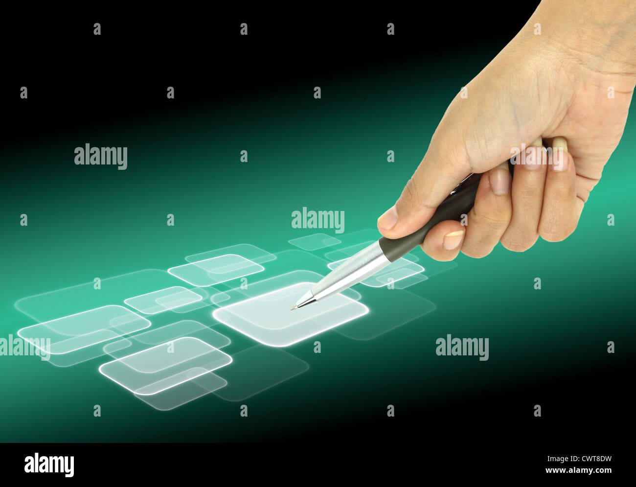 a pen pointer on a touch screen interface Stock Photo - Alamy