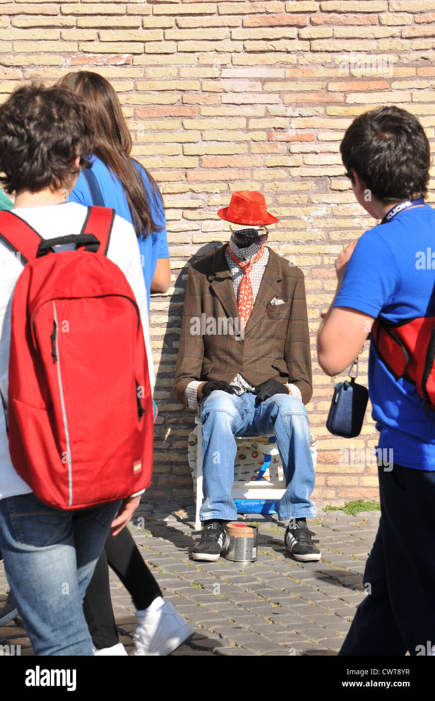 Rome, Italy - 28 March, 2012: Invisible man street performer in Prati ...