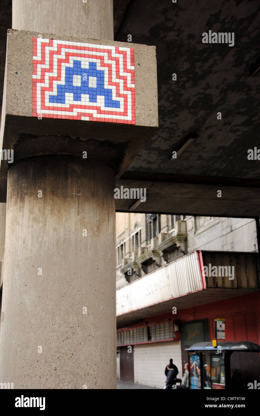 Graffiti mosaic in Newcastle, UK by French artist "Space Invader Stock ...