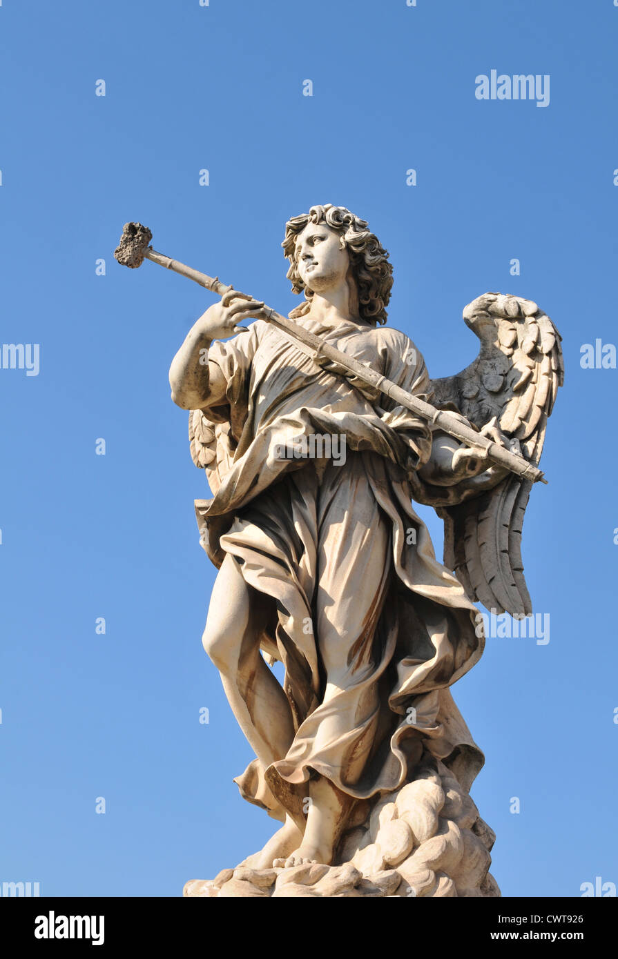 Architectural detail of stone angel in Rome, Italy Stock Photo - Alamy