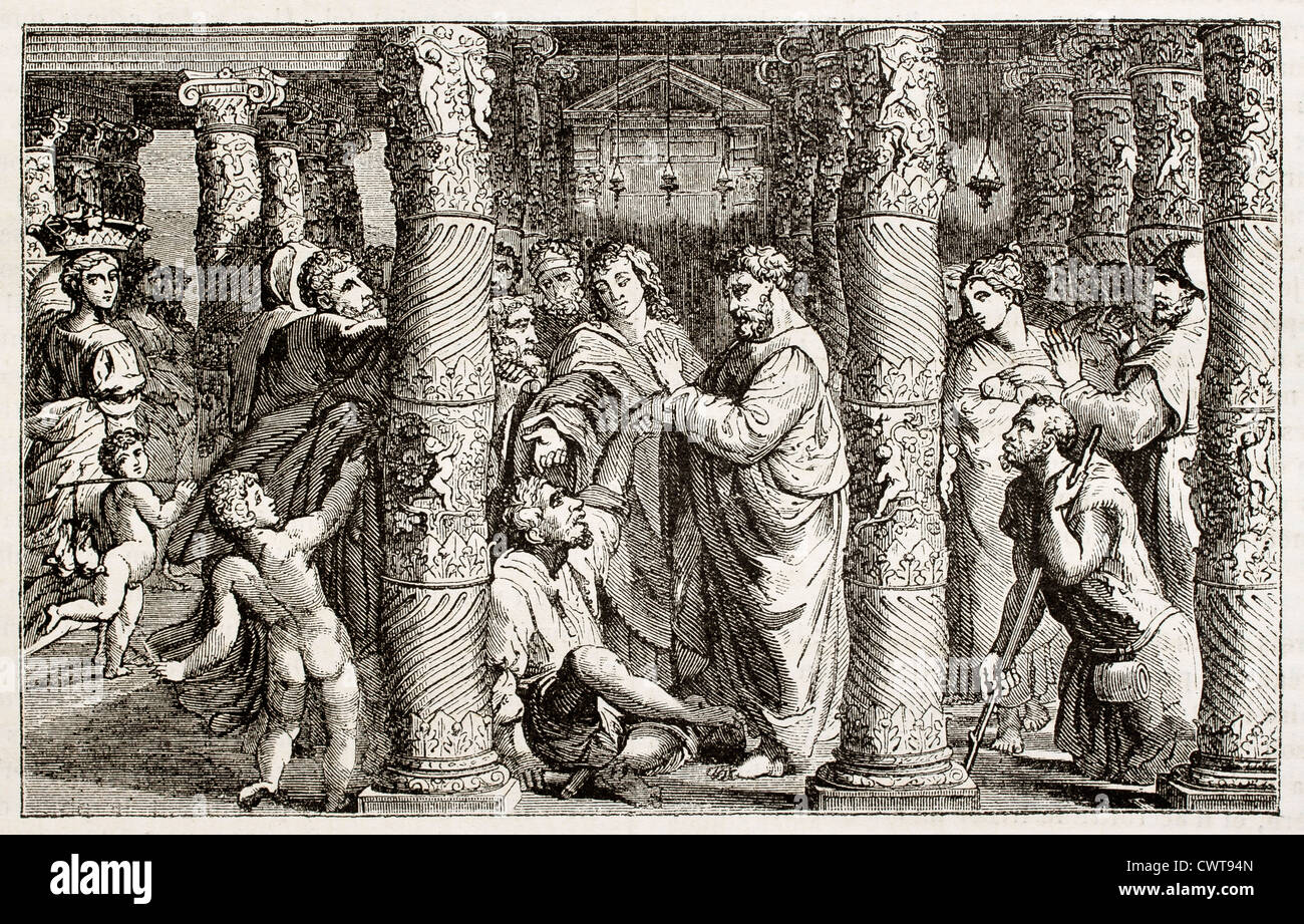 Saints Peter and John blessing suffering people Stock Photo - Alamy