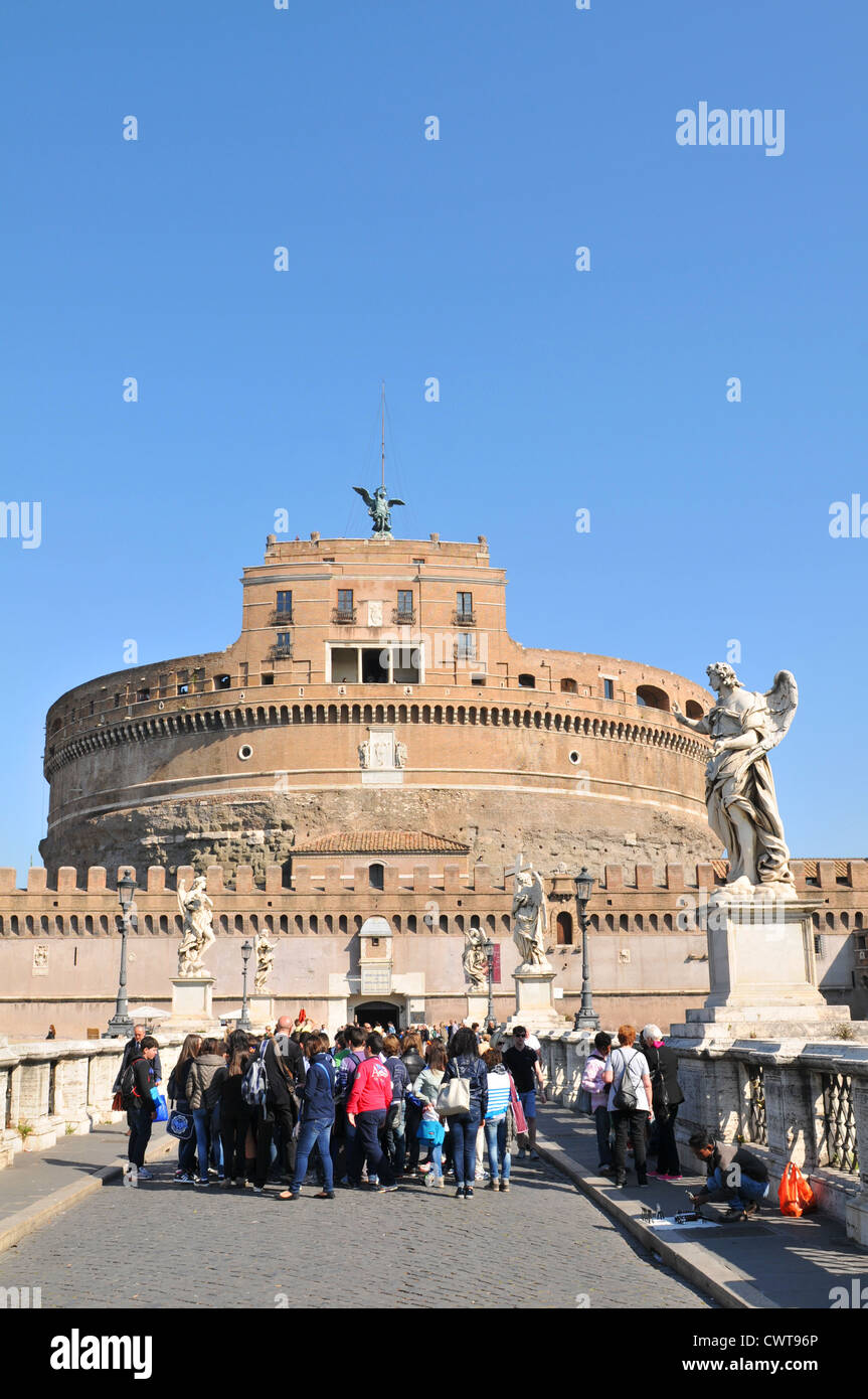Rome, Italy - 28 March, 2012: Group of tourists visiting vestiges of ...