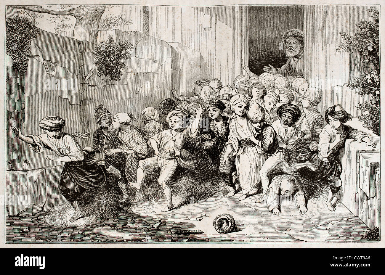 Children exit from Turkish school Stock Photo - Alamy