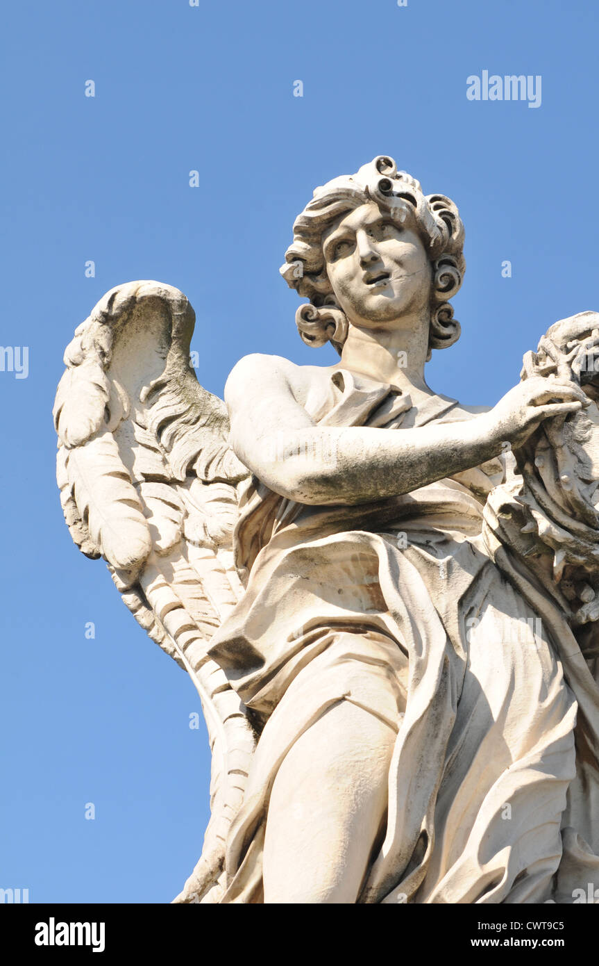 Architectural detail of stone angel in Rome, Italy Stock Photo - Alamy
