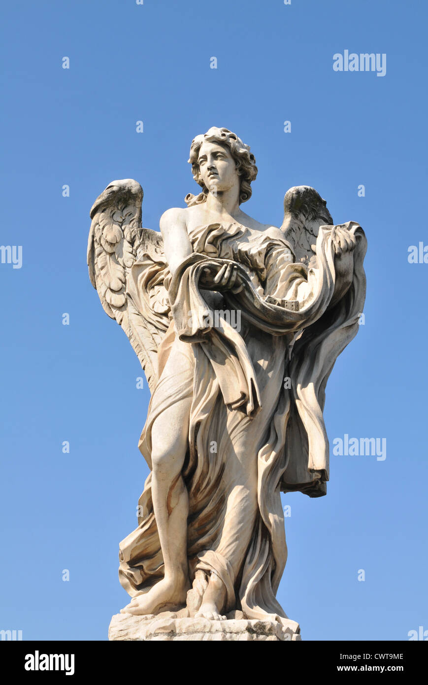 Architectural detail of stone angel in Rome, Italy Stock Photo - Alamy