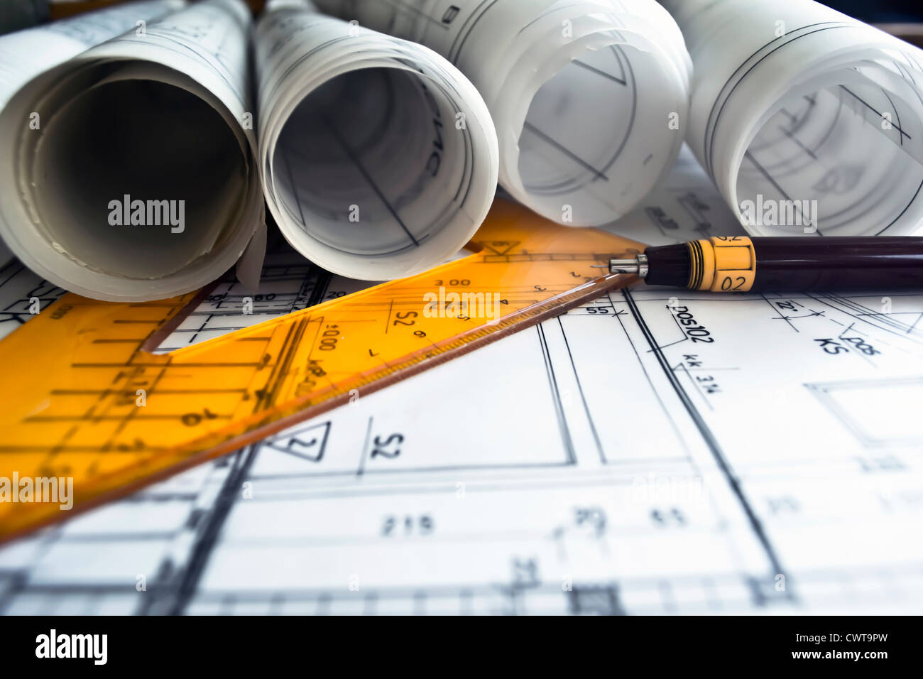 House plan blueprints close up Stock Photo - Alamy