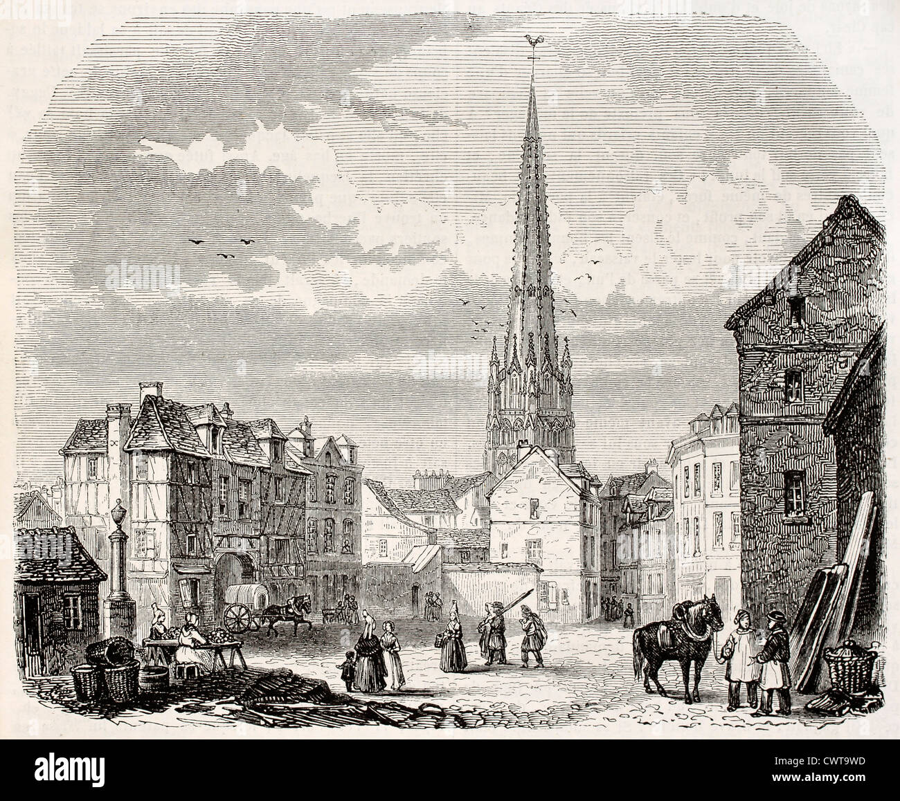 Harfleur old view, France Stock Photo - Alamy