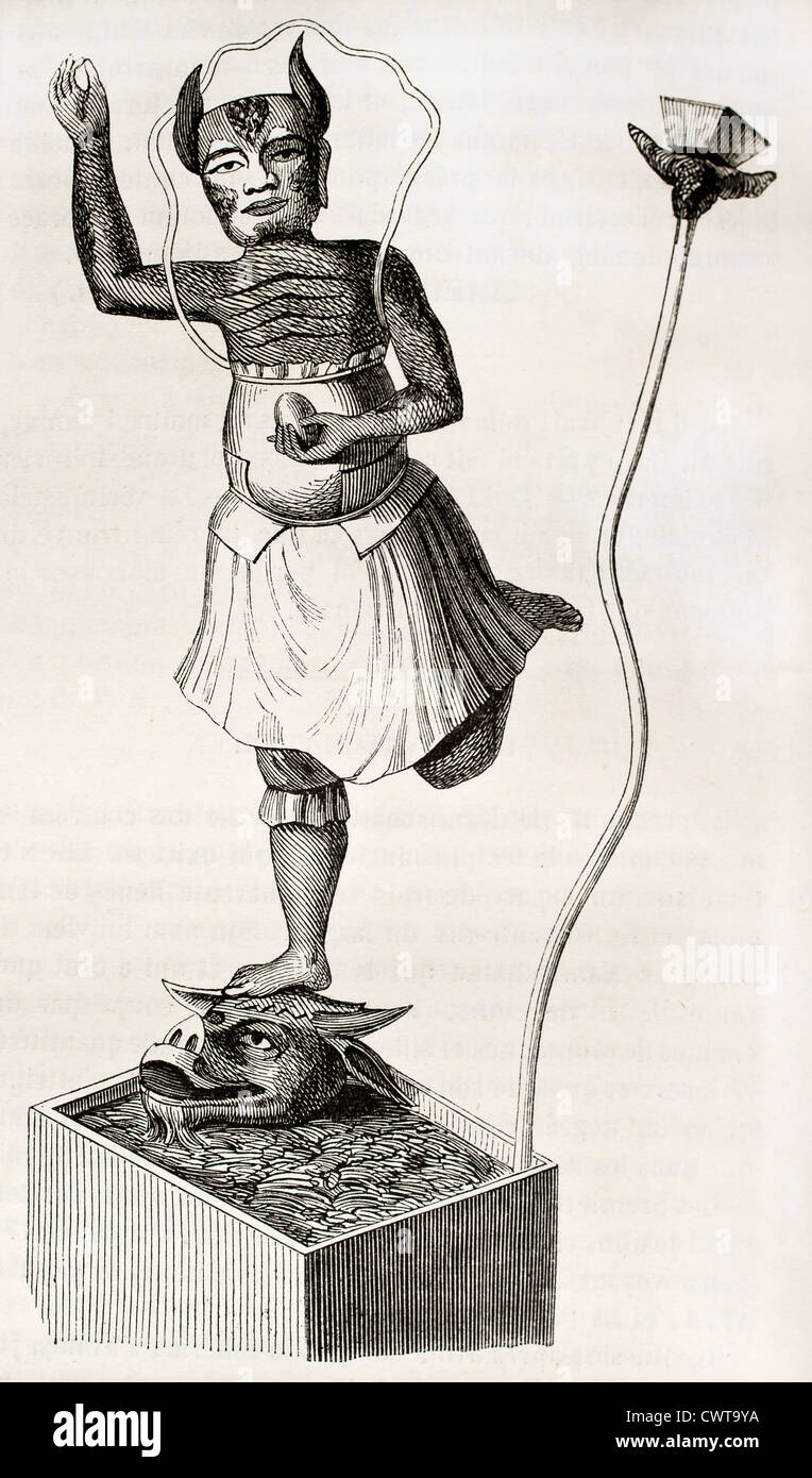 Kamchatka evil idol old illustration Stock Photo - Alamy