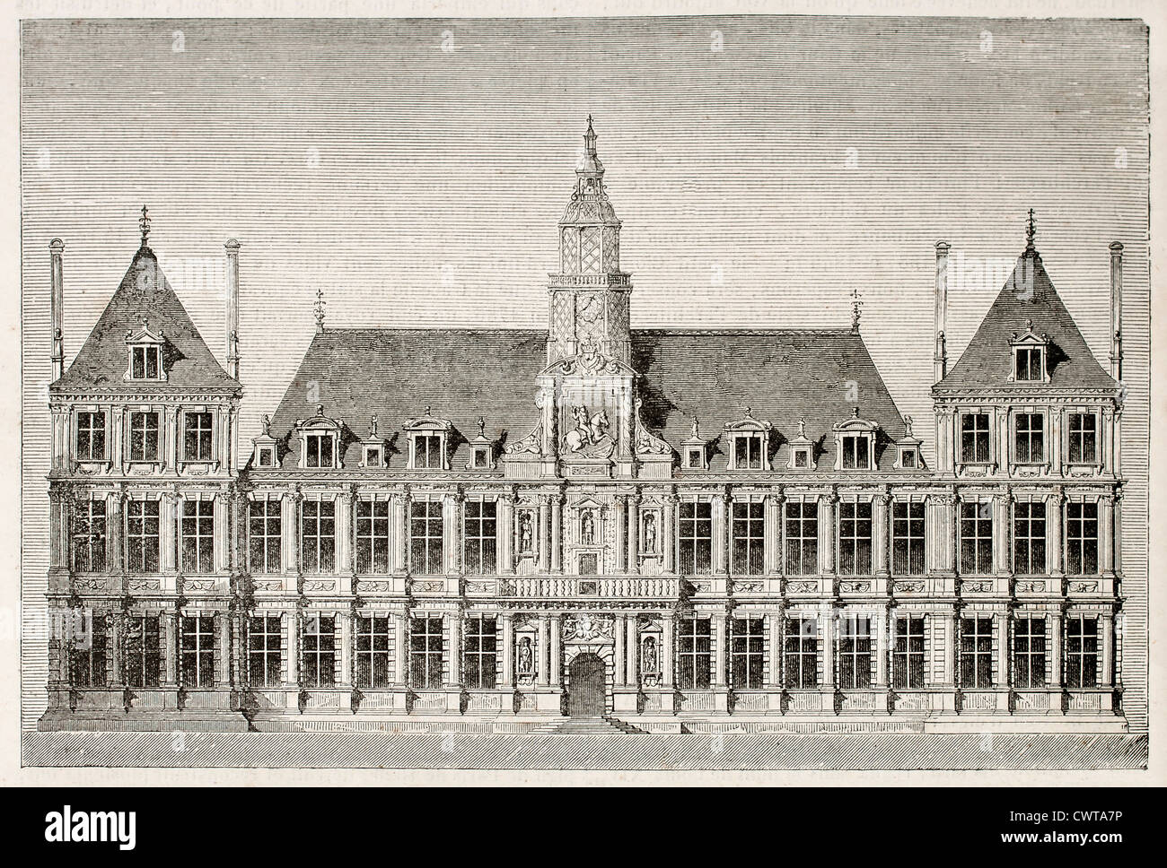 Reims city hall old front view Stock Photo - Alamy