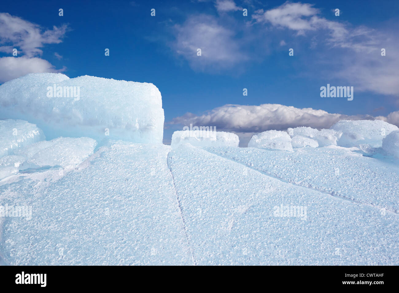 Winter ice landscape on siberian lake Baikal Stock Photo - Alamy