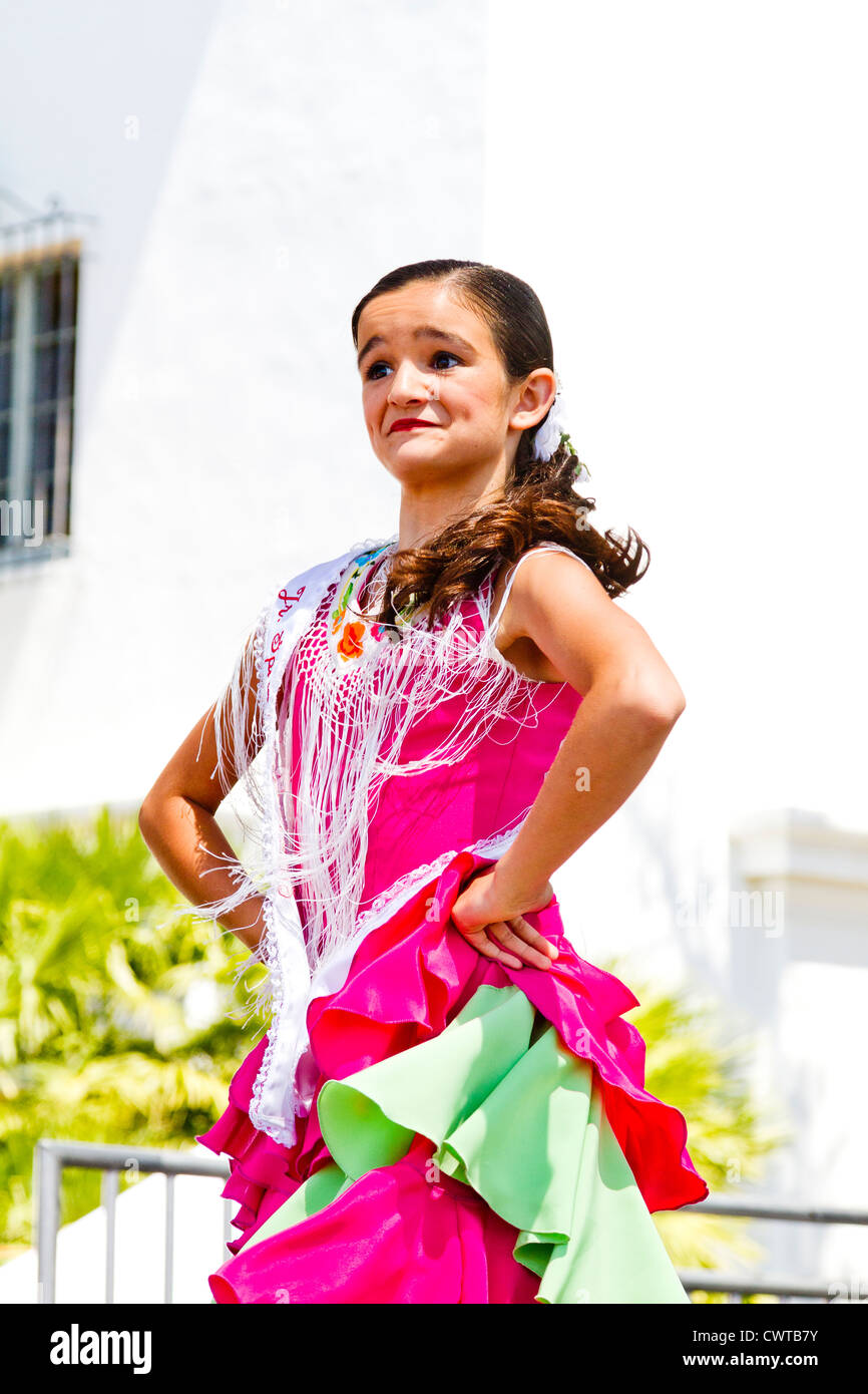 Flamenco dancer performing during Fiesta in "Santa Barbara", California ...