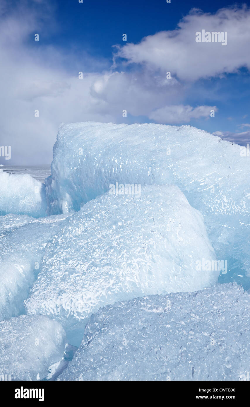 Winter ice landscape on siberian lake Baikal Stock Photo - Alamy