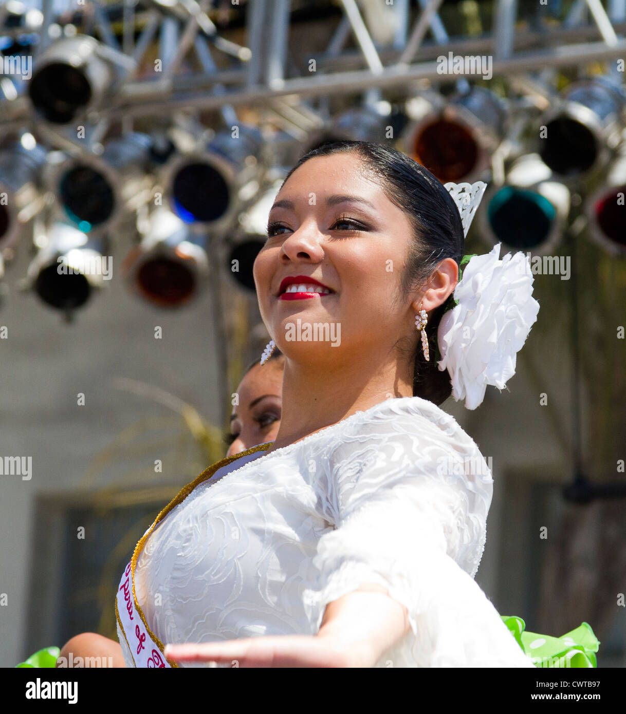 Flamenco dancer performing during Fiesta in "Santa Barbara", California ...