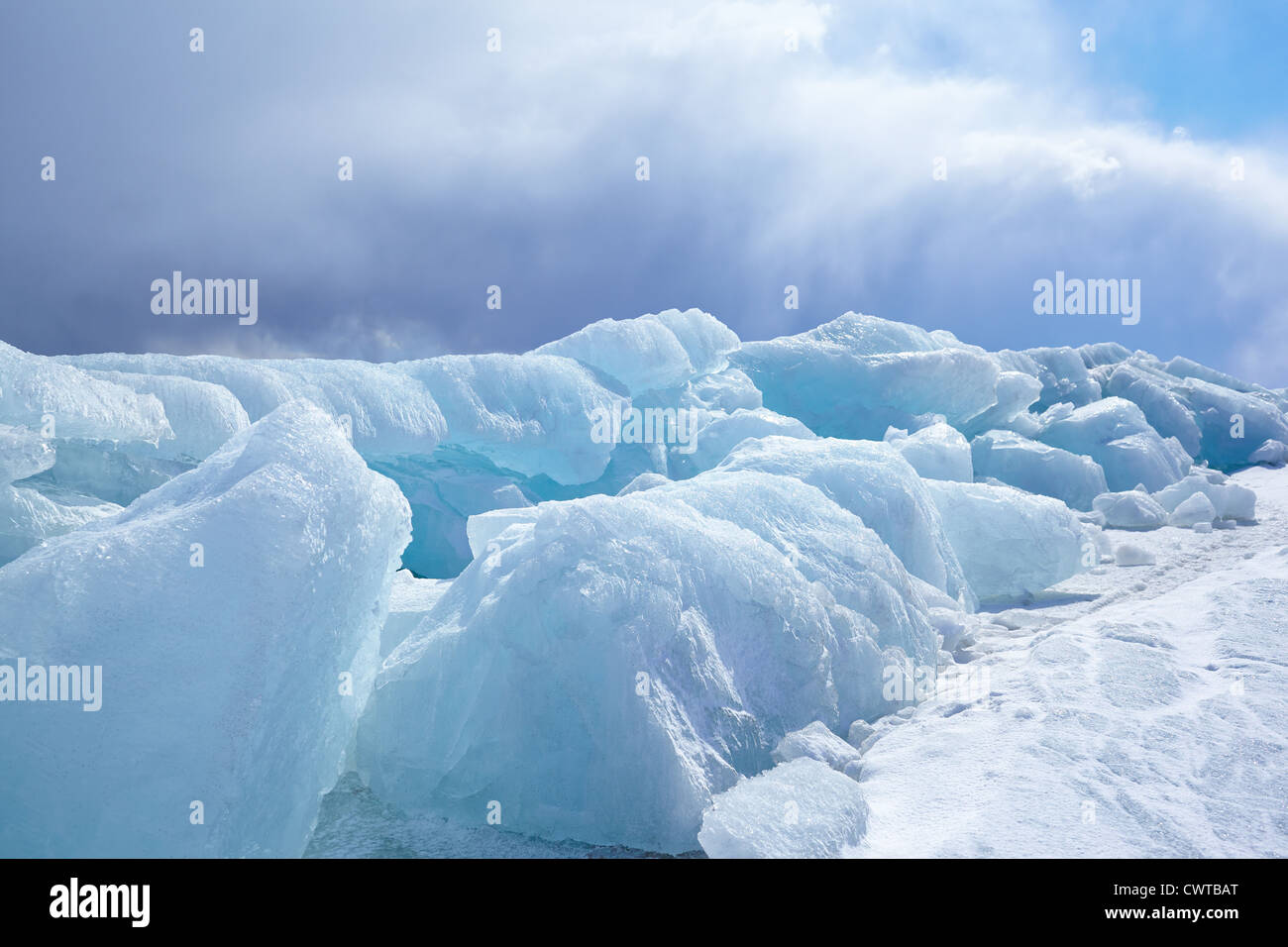 Winter ice landscape on siberian lake Baikal Stock Photo - Alamy
