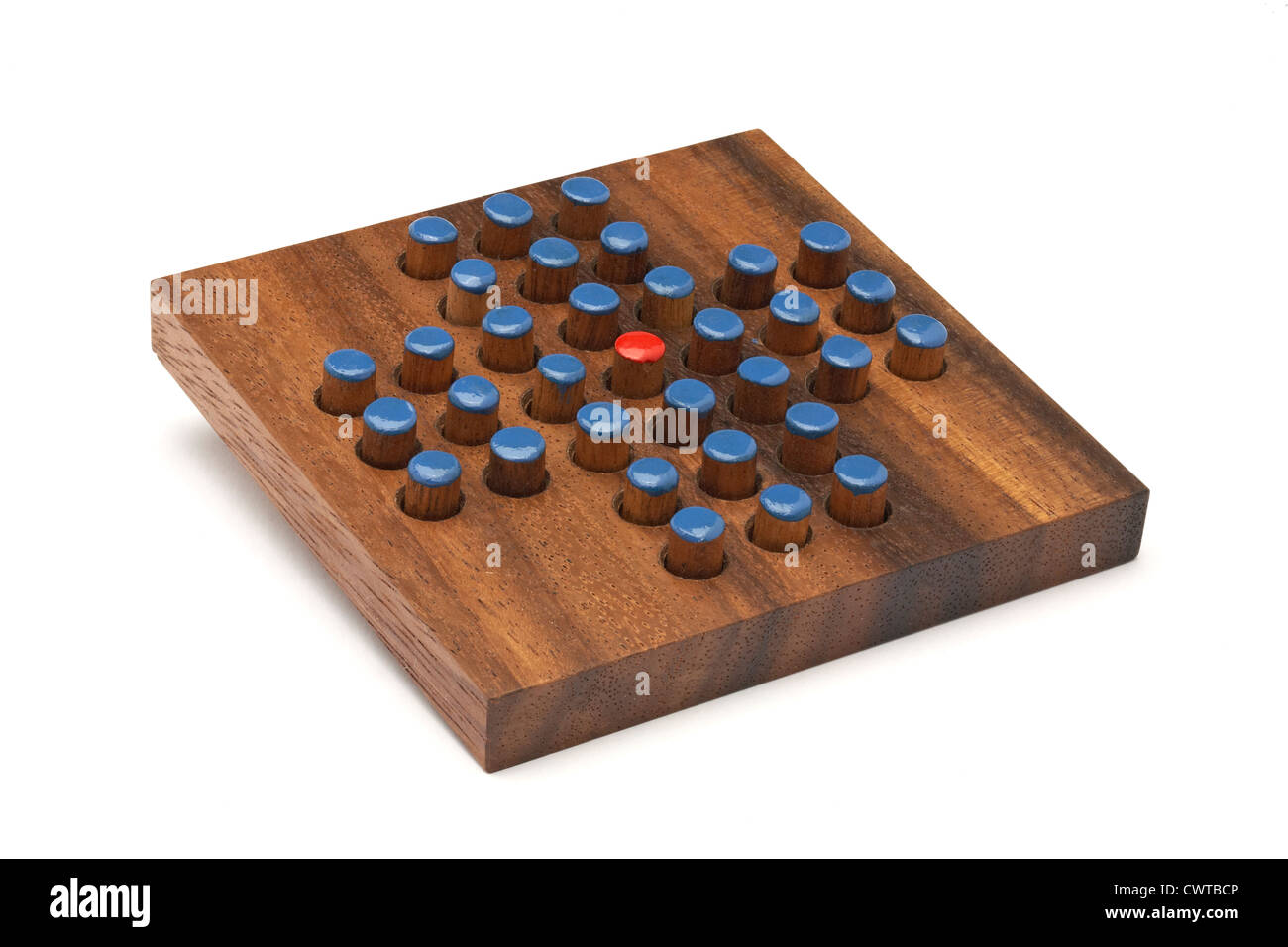 Solitaire Wooden Game on white background Stock Photo - Alamy