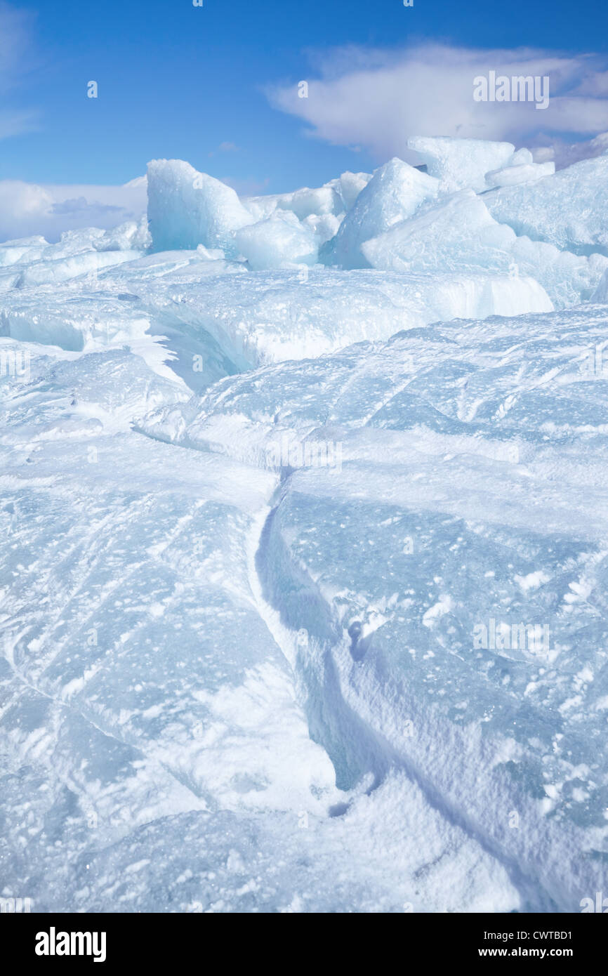 Winter ice landscape on siberian lake Baikal Stock Photo - Alamy