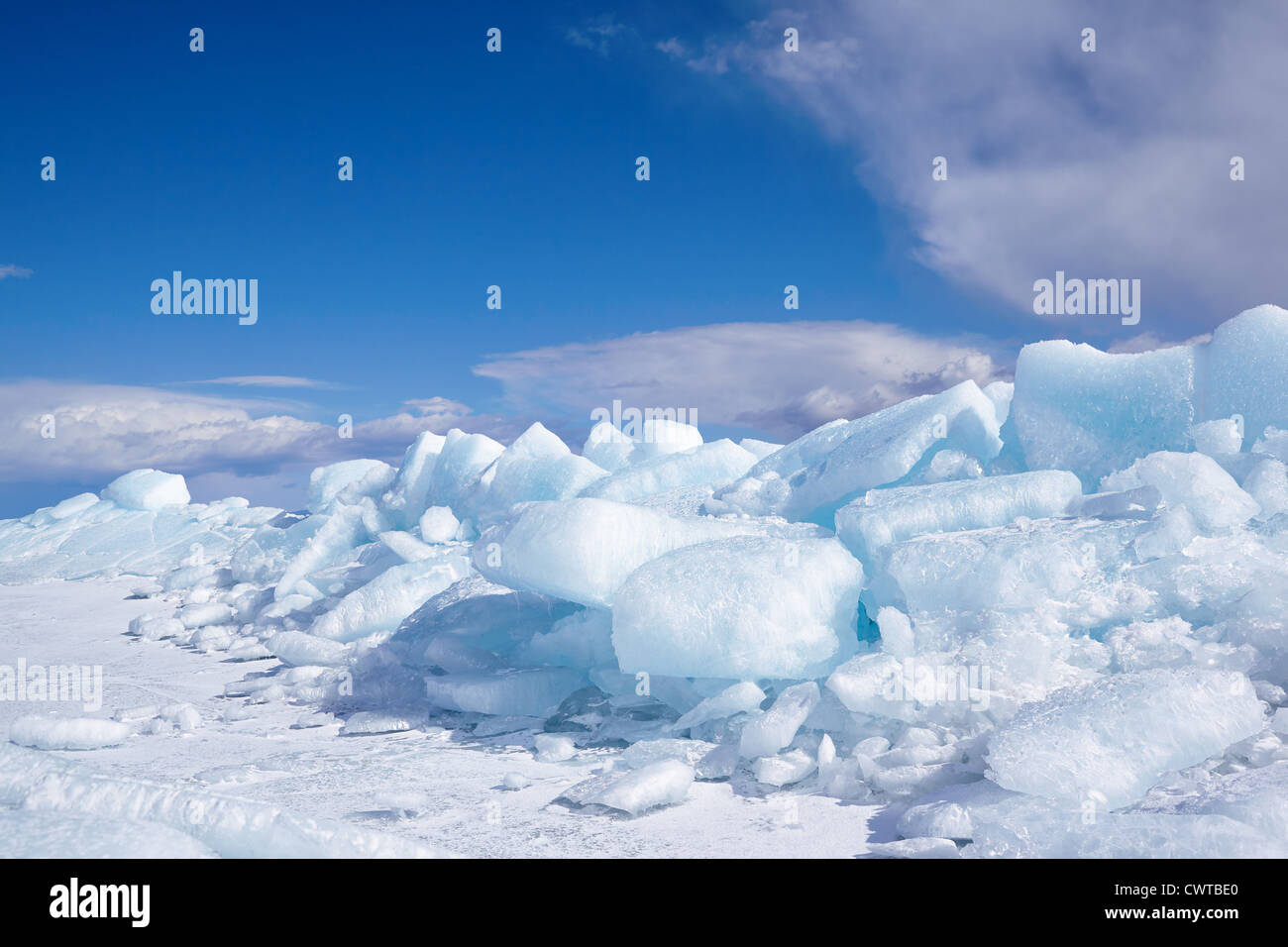 Winter ice landscape on siberian lake Baikal Stock Photo - Alamy