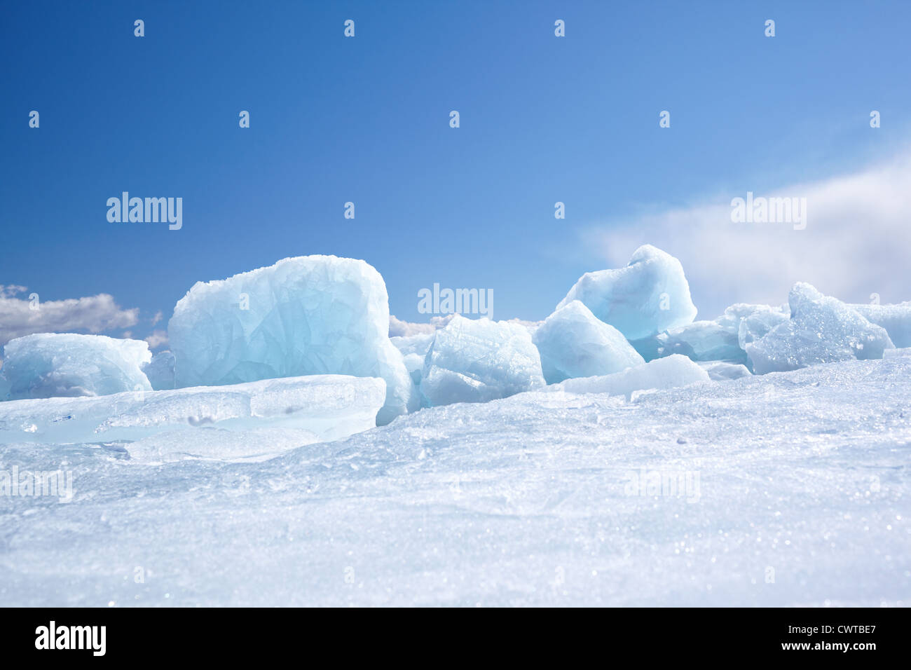 Winter ice landscape on siberian lake Baikal Stock Photo - Alamy