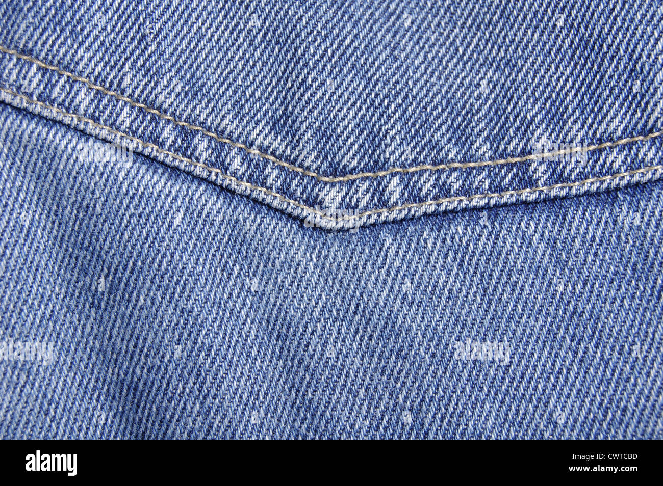 Close up of blue denim showing pocket seam Stock Photo - Alamy