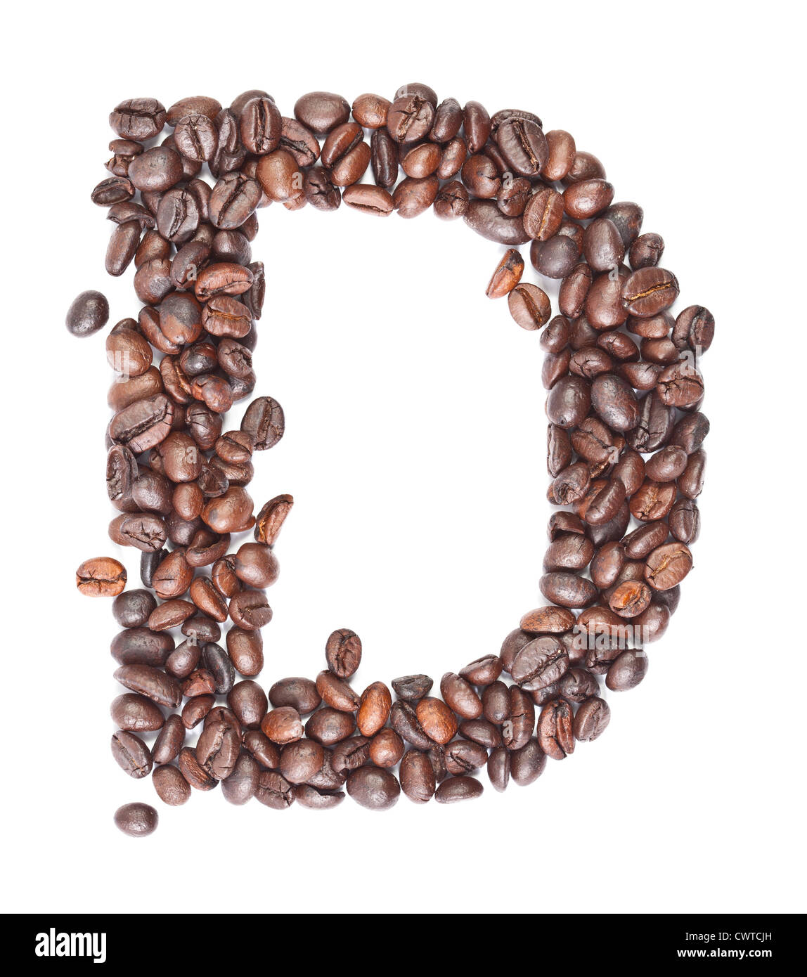 D, Alphabet from coffee beans on white background Stock Photo - Alamy