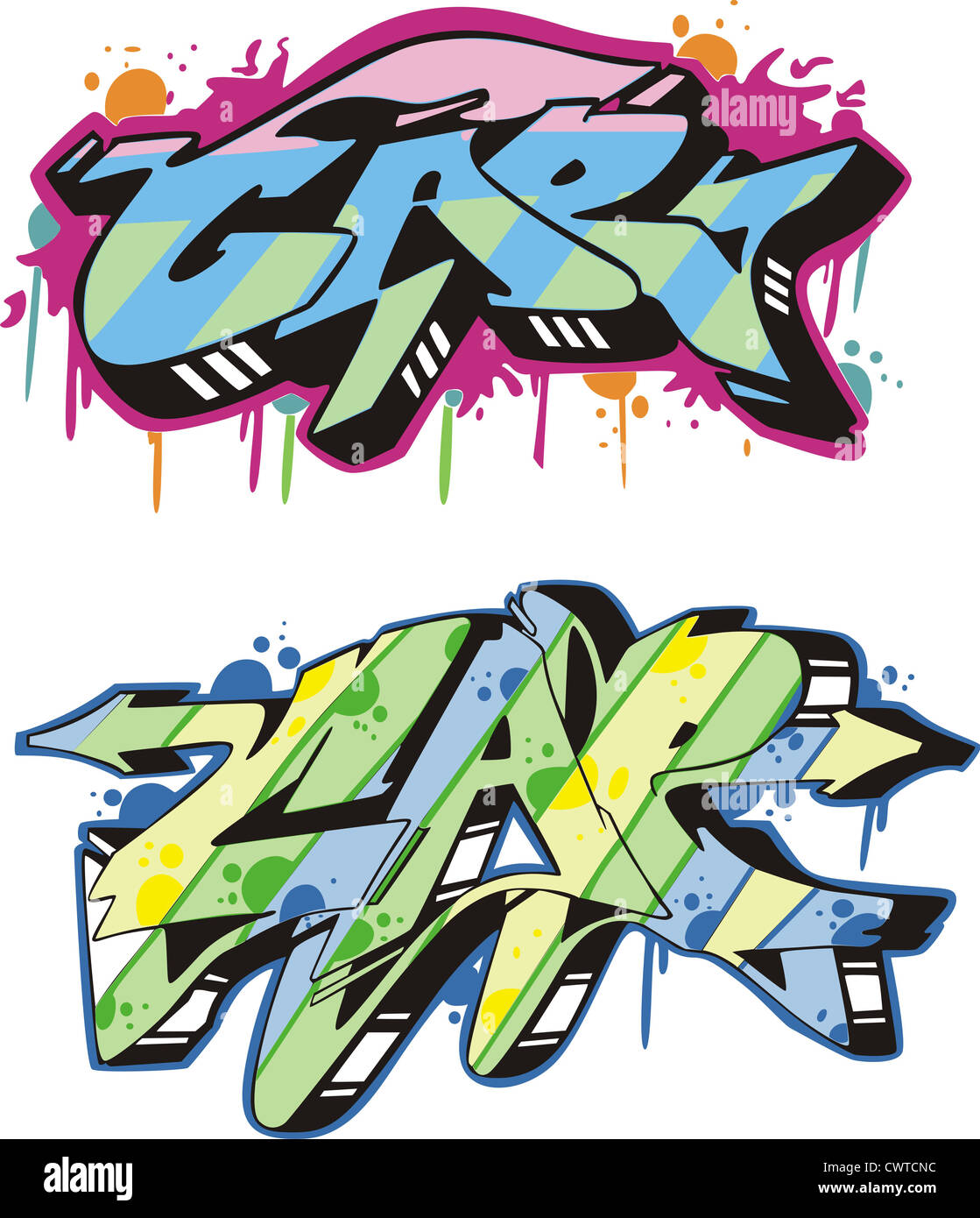 Graffito text design - cap. Color vector illustration Stock Photo - Alamy