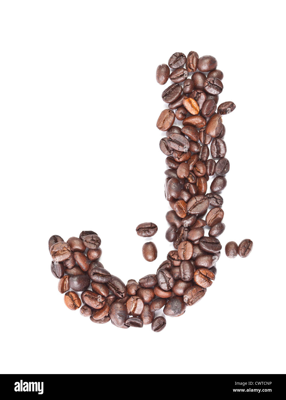 J, Alphabet from coffee beans on white background Stock Photo - Alamy