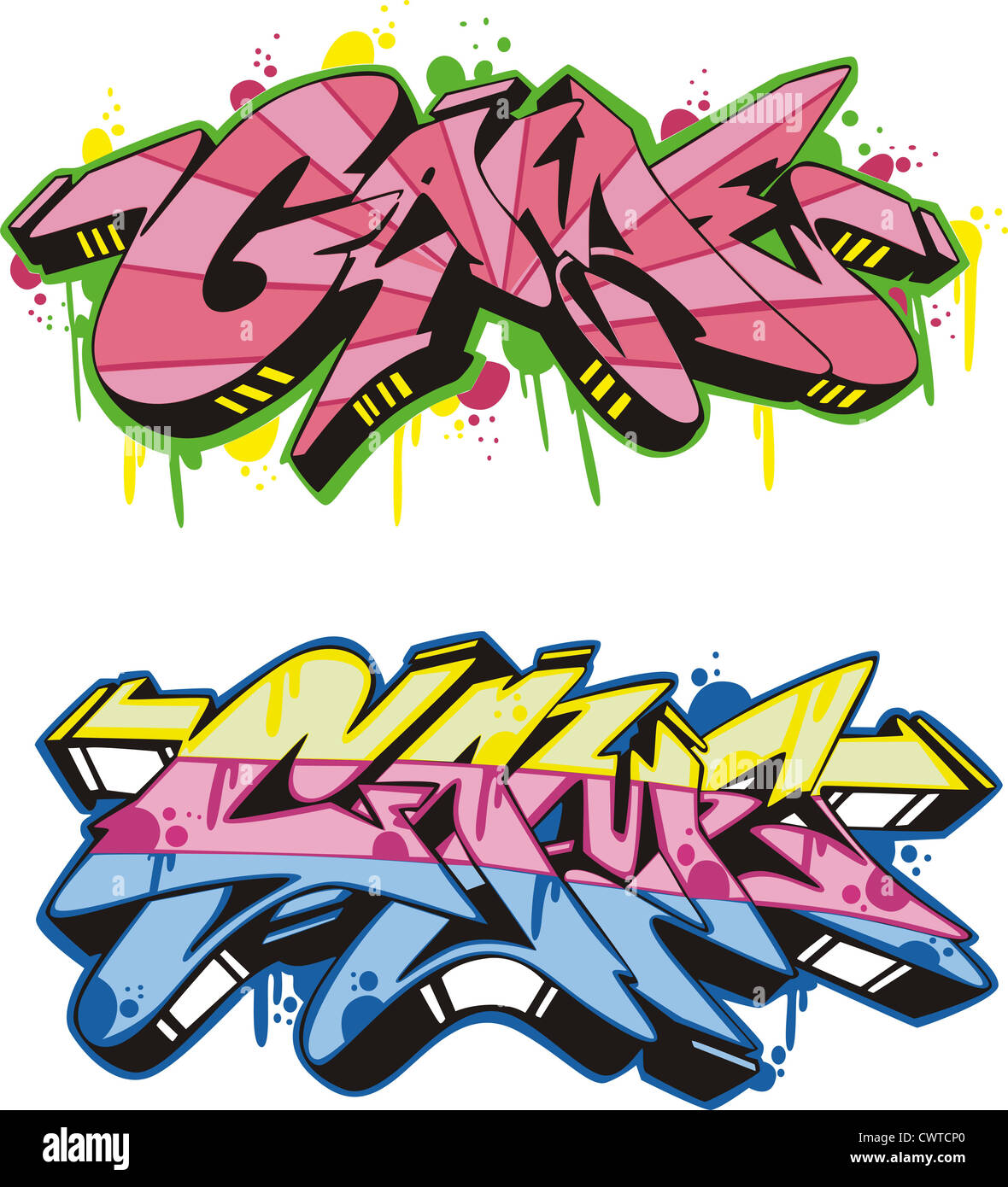 Graffito text design - game. Color vector illustration Stock Photo - Alamy