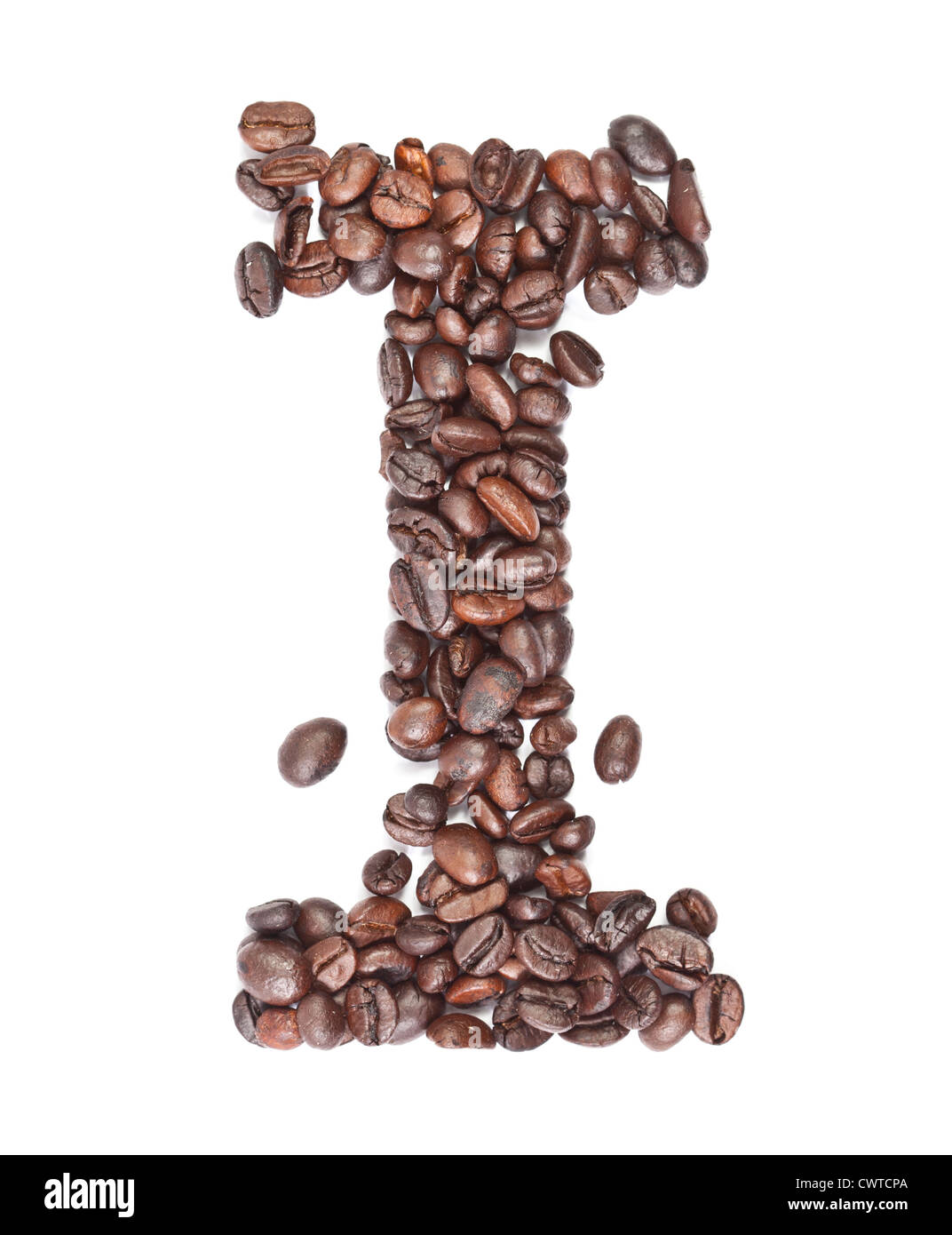 I, Alphabet from coffee beans on white background Stock Photo - Alamy