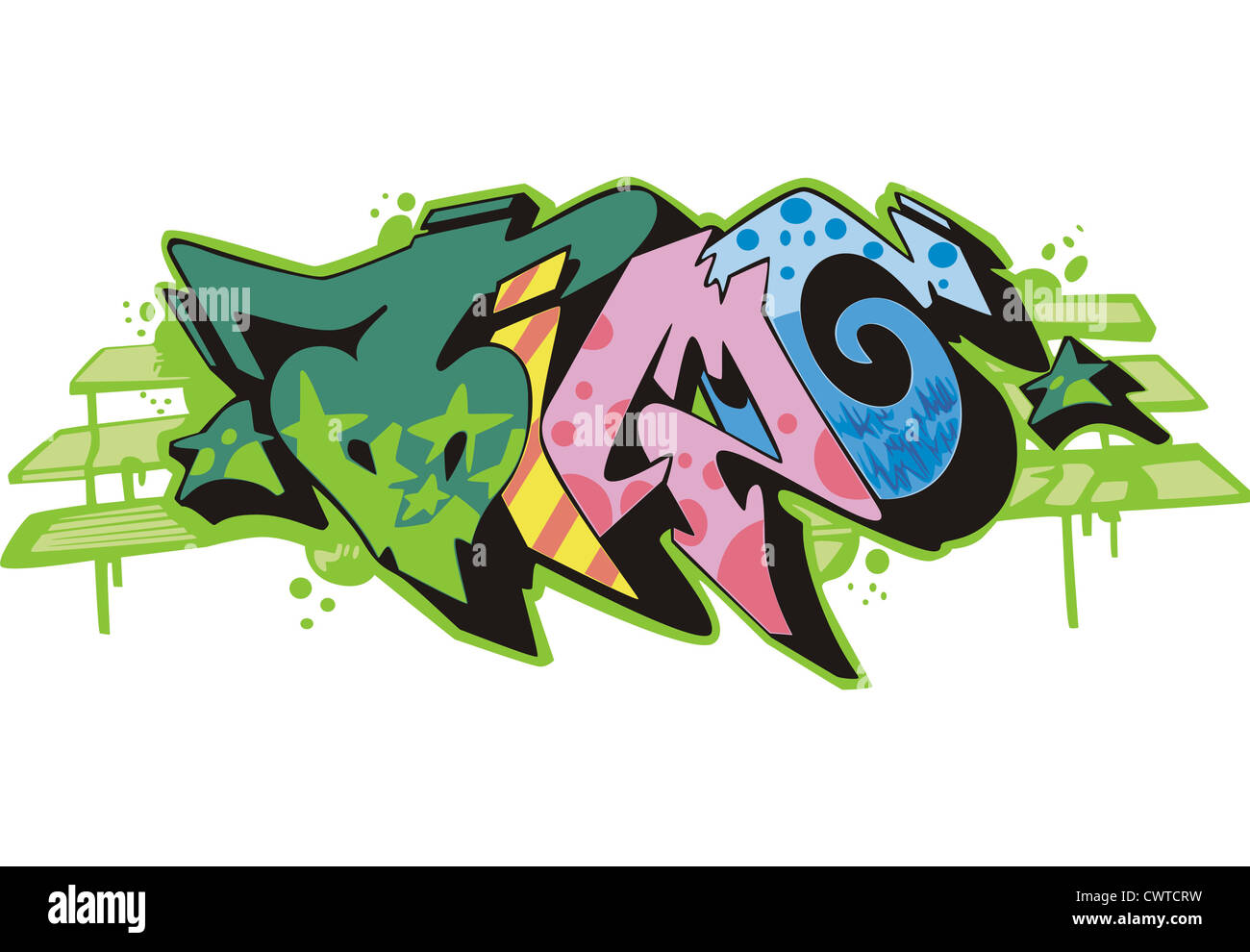 Graffito text design - time. Color vector illustration Stock Photo - Alamy