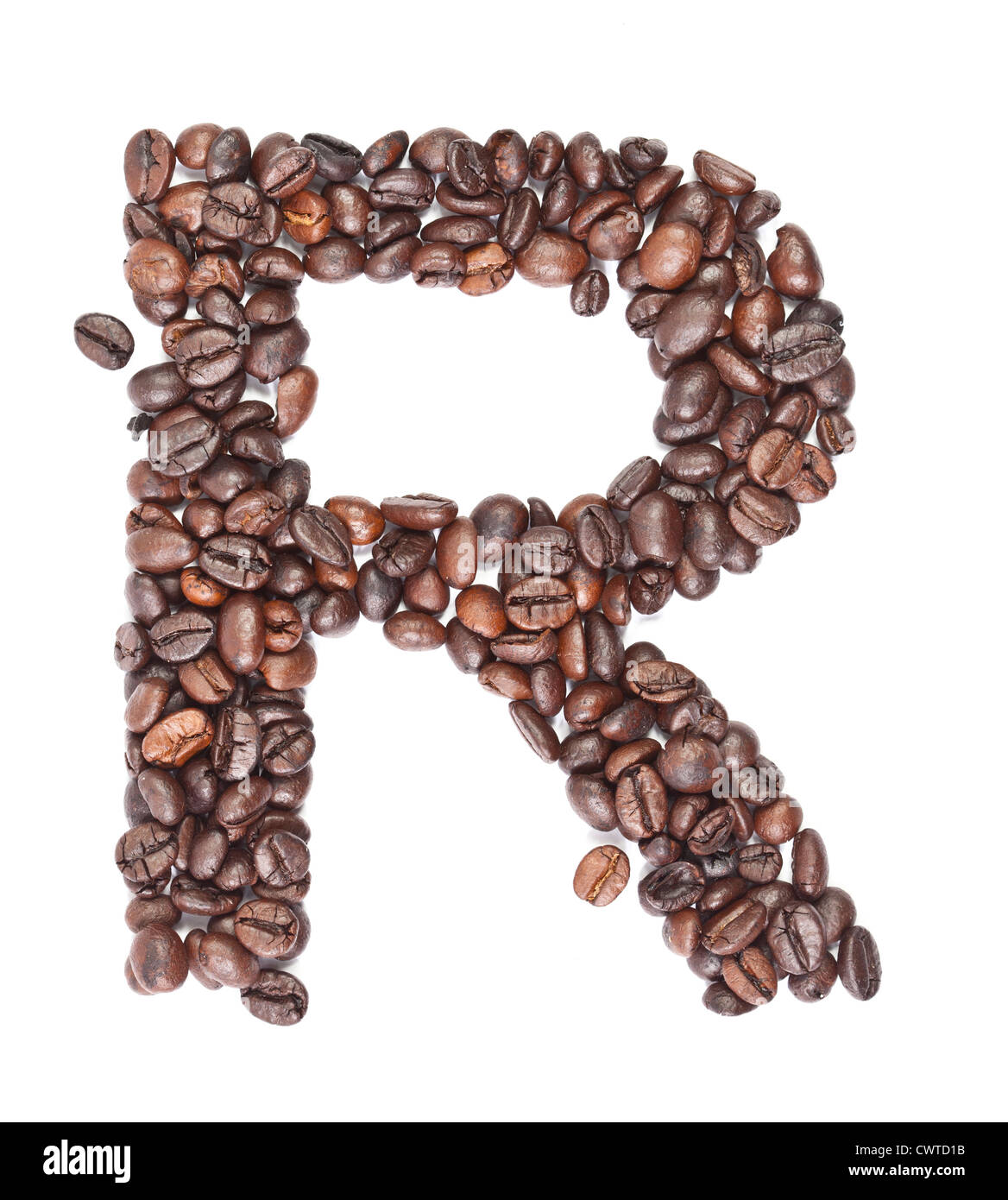R, Alphabet from coffee beans on white background Stock Photo - Alamy