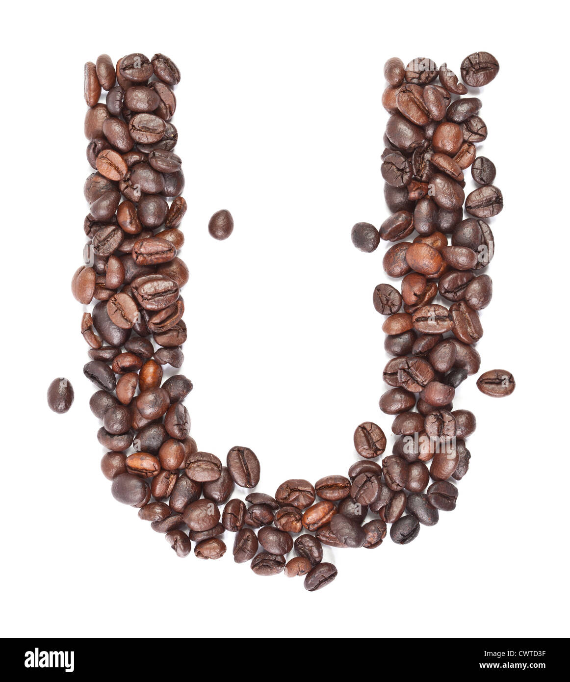 U, Alphabet from coffee beans on white background Stock Photo - Alamy