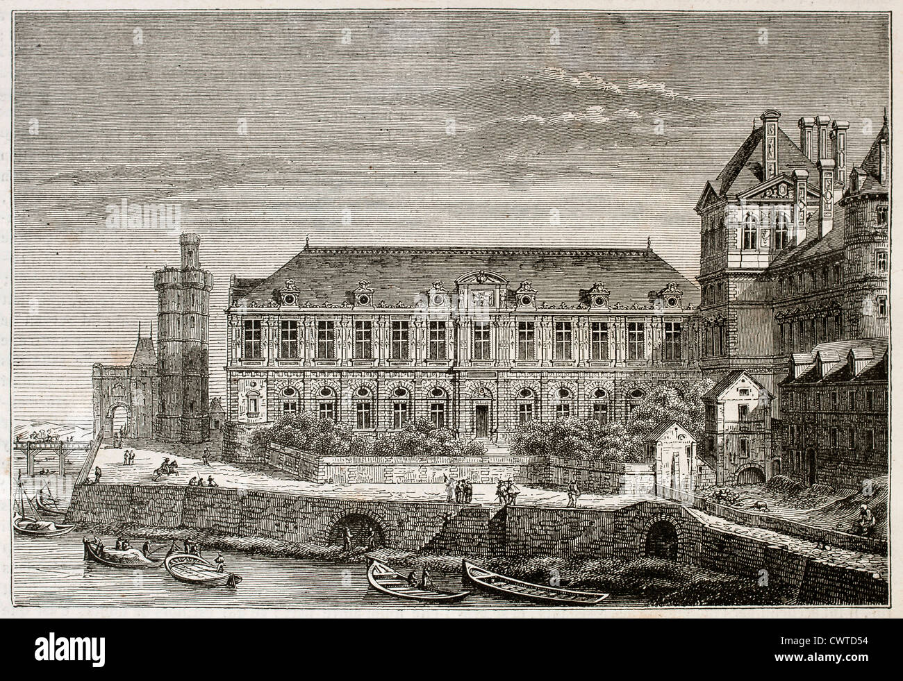 Palace of Louvre old view Stock Photo - Alamy