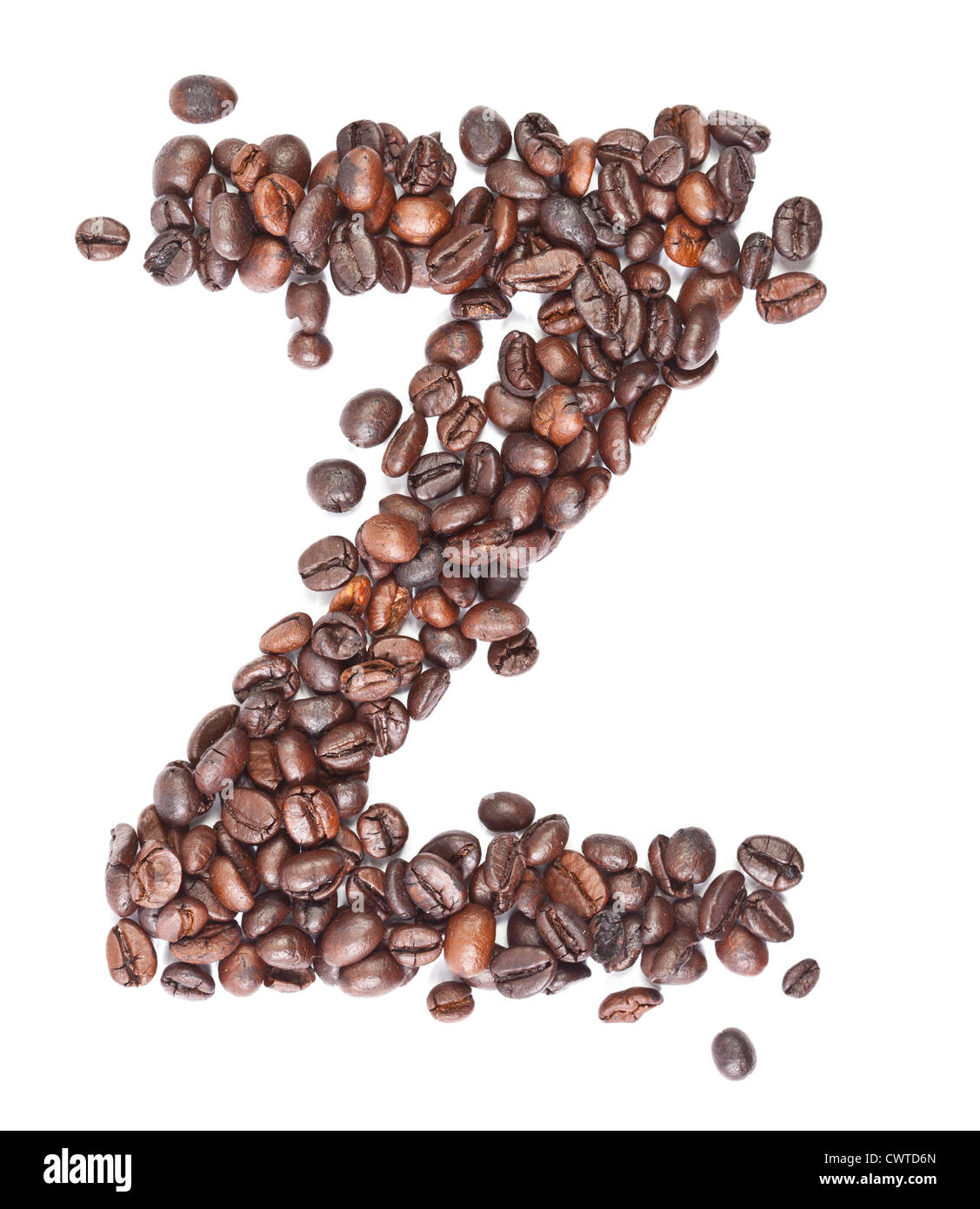 Z, Alphabet from coffee beans on white background Stock Photo - Alamy
