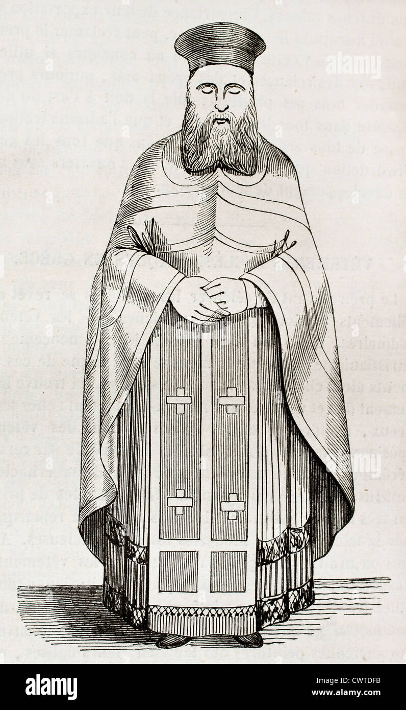 Old illustration of Greek orthodox priest vestment Stock Photo - Alamy