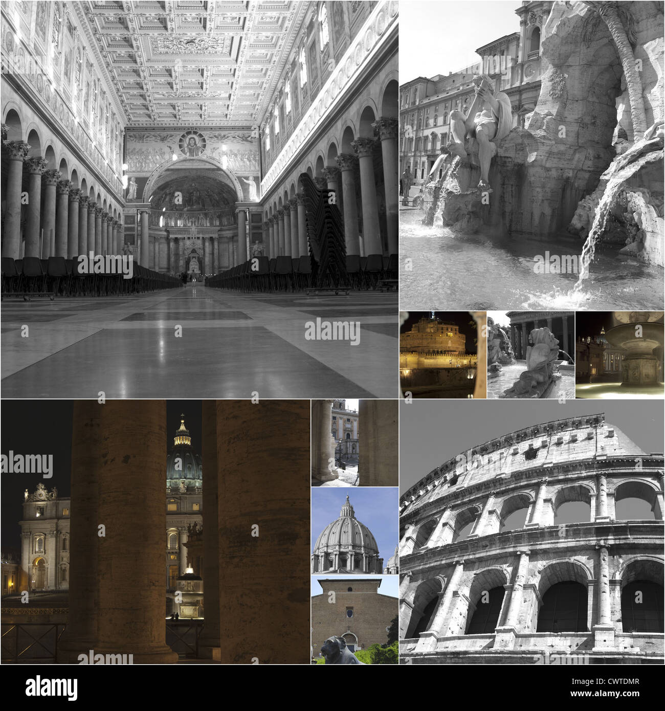 Photographic collage of Rome with some of its monuments Stock Photo - Alamy