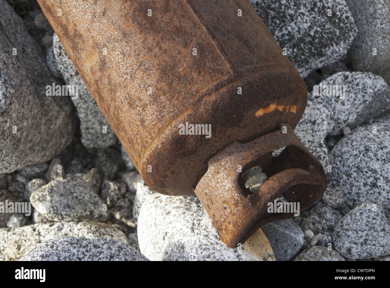 rusty gas cylinder abandoned in a cliff Stock Photo - Alamy