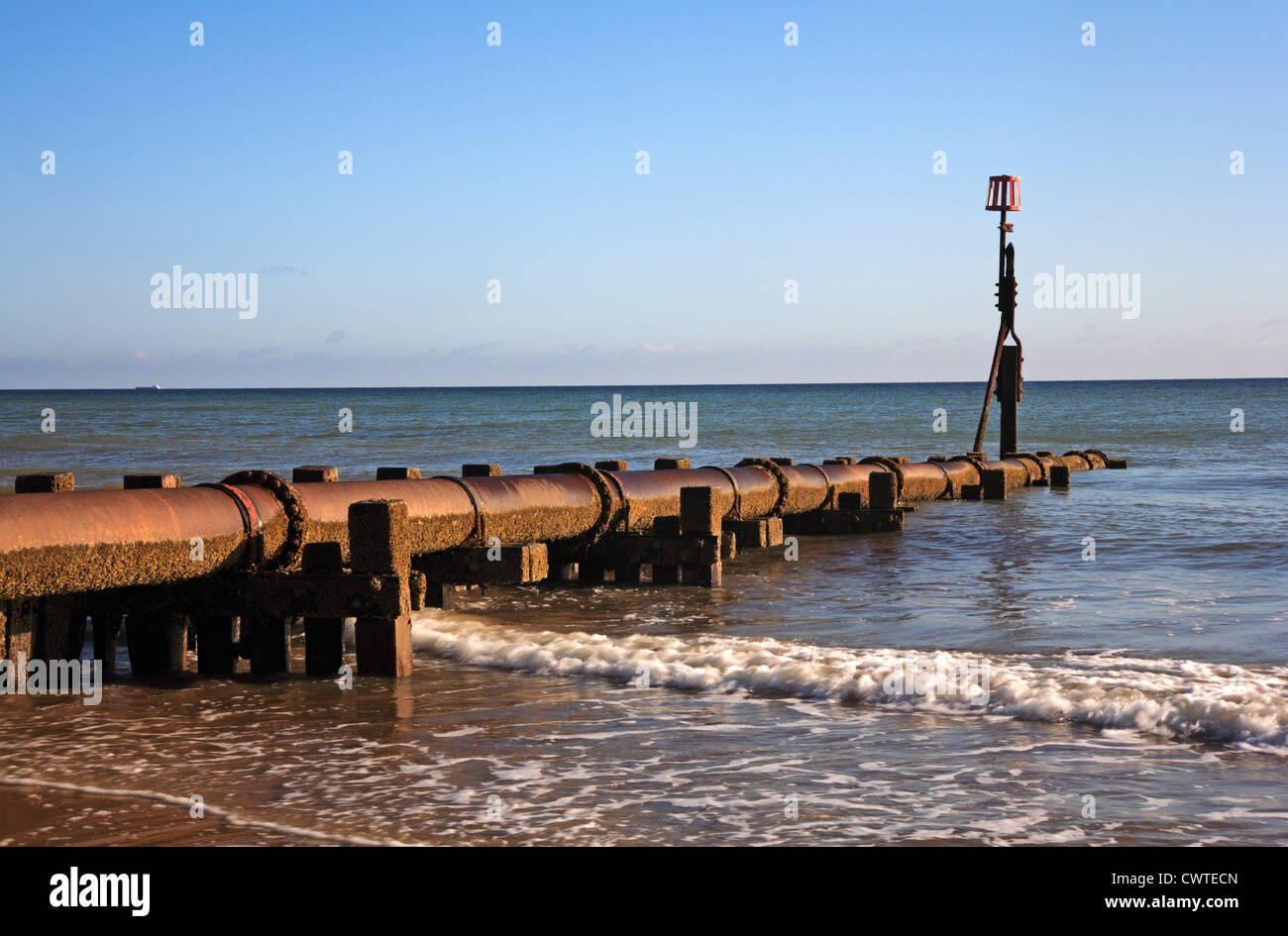 A surface water outfall pipe for discharge into the sea at Mundesley-on ...