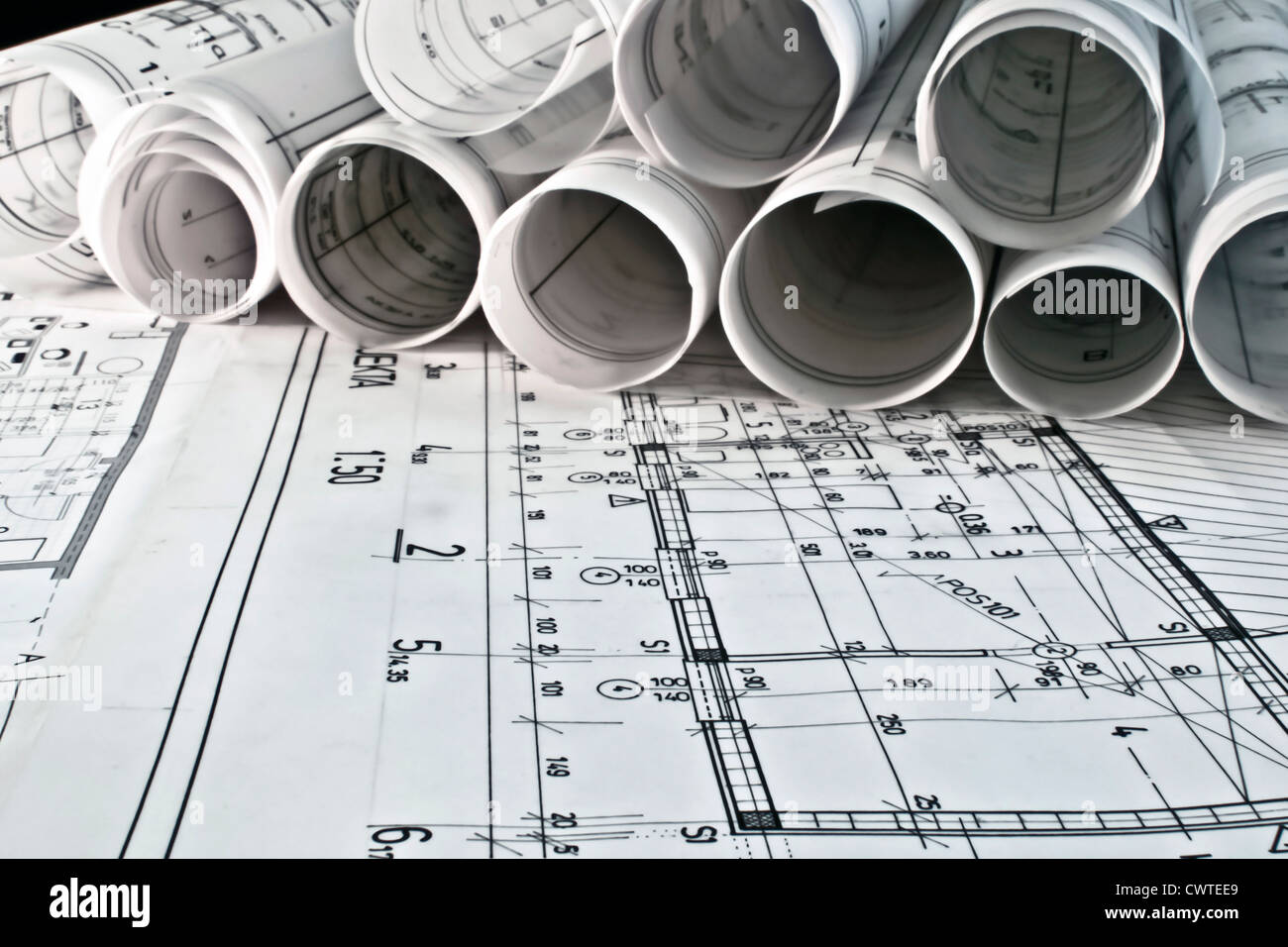 Architect rolls and plans Stock Photo - Alamy Architect rolls and plans Stock Photo - Alamy