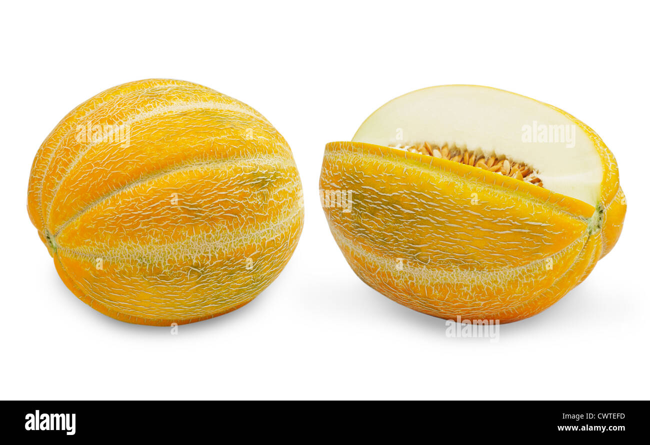 Whole and sliced ripe melon Stock Photo - Alamy