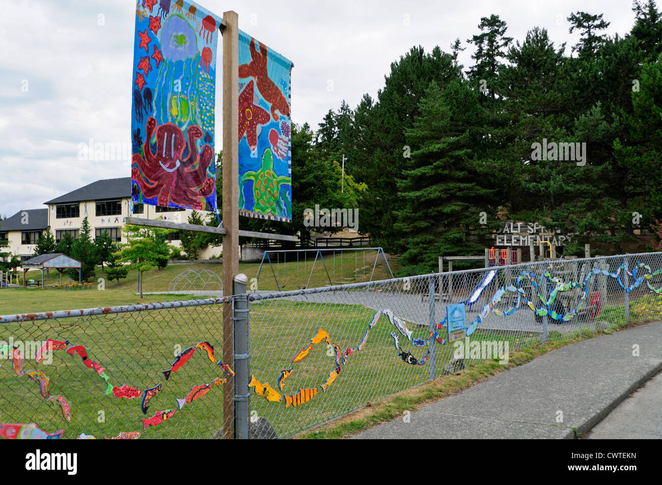 Exterior view of Salt Spring Elementary School campus and playground ...