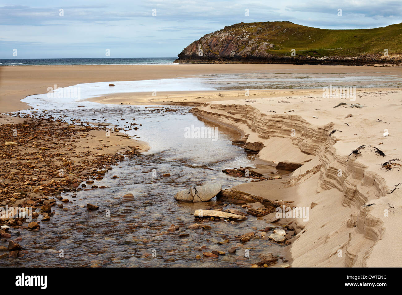 Strath Melness Burn leading onto Achininver Beach. Tongue. Scotland ...