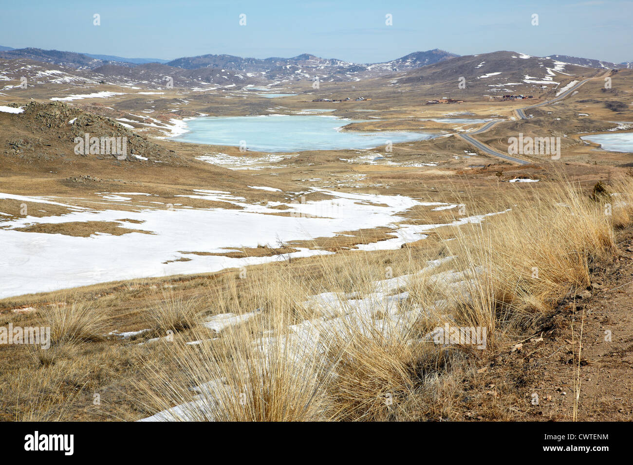 Road in Siberian landscape near lake Baikal Stock Photo - Alamy