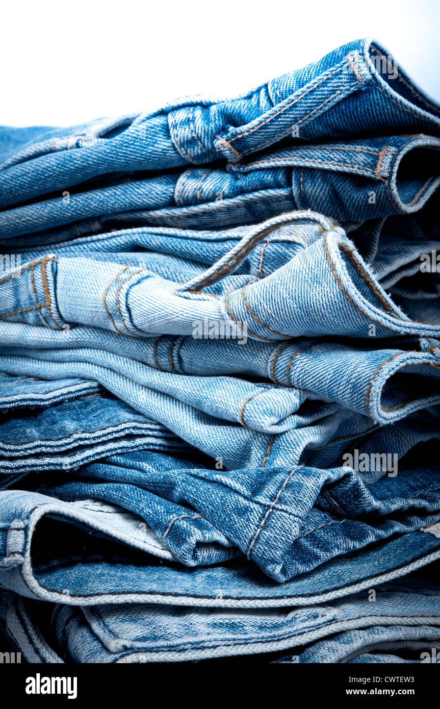stack of blue jeans Stock Photo - Alamy