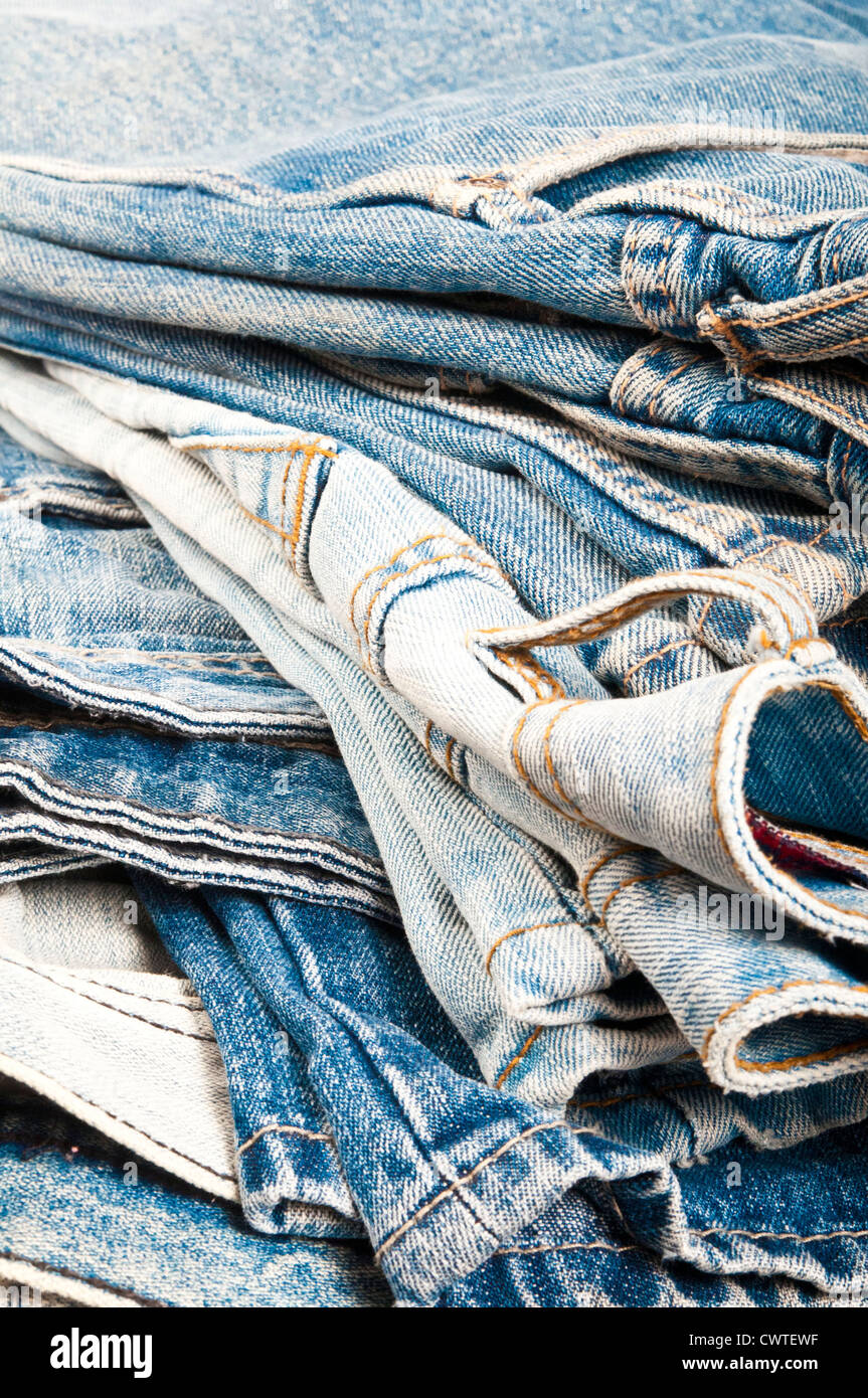 stack of blue jeans Stock Photo - Alamy
