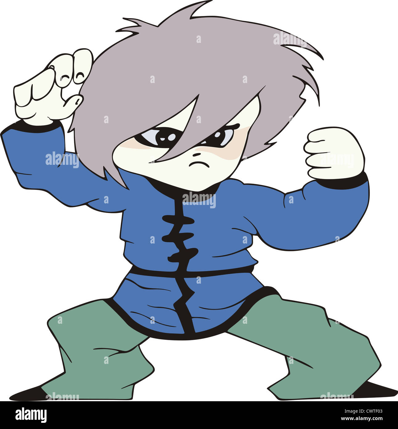 Boy as martial arts fighter. Cartoon. Color vector illustration Stock ...